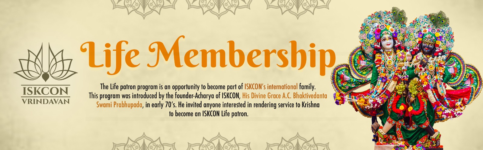 ISKCON Vrindavan Life Membership | Join & Serve Krishna